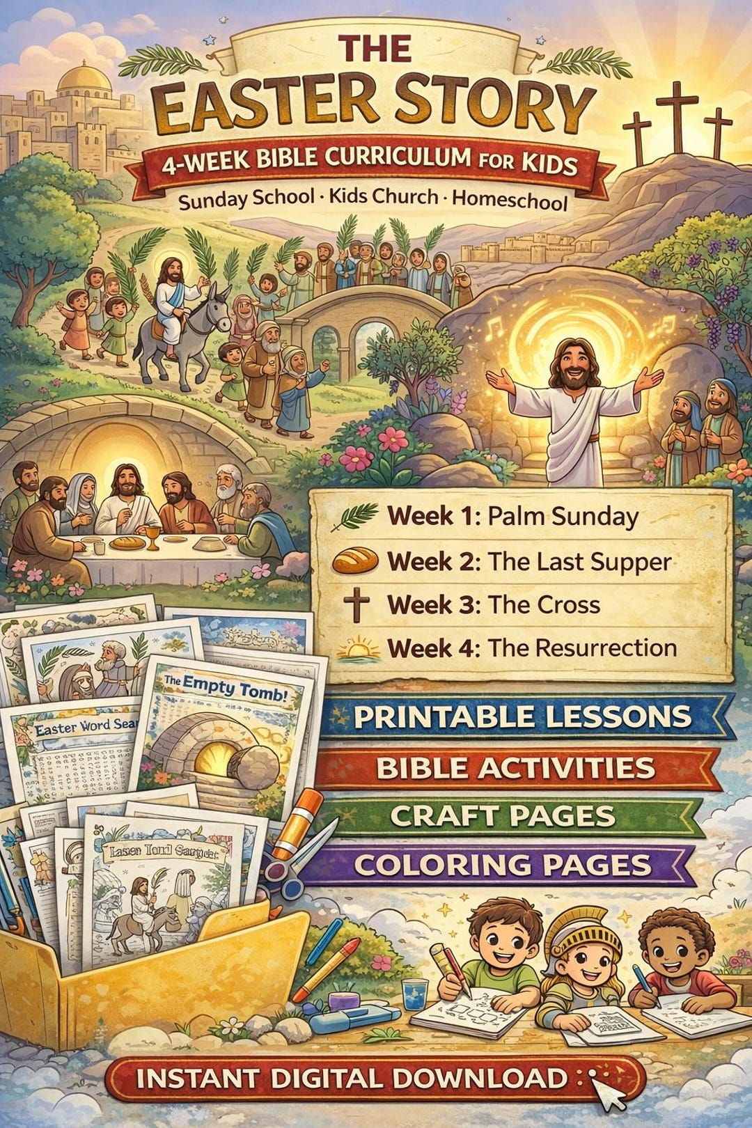 Easter Story Bible Curriculum for Kids | 4-week Sunday School Lessons ...