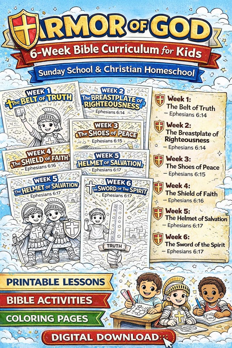 Armor of God Kids Bible Curriculum – Sunday School Lessons, Crafts ...