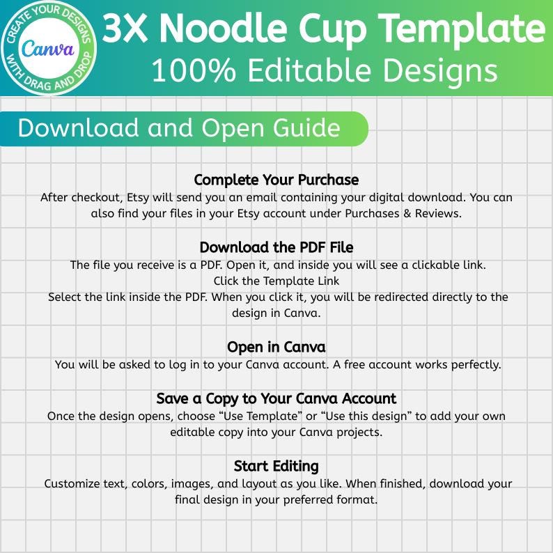 Noodle Cup Template, Canva Editable Cup Noodle Label Design, Printable ...