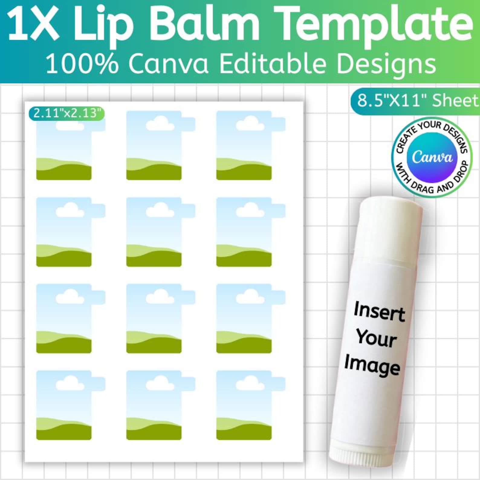 Lip Balm Label Editable Canva Template, Chapstick Label Frame, Custom ...