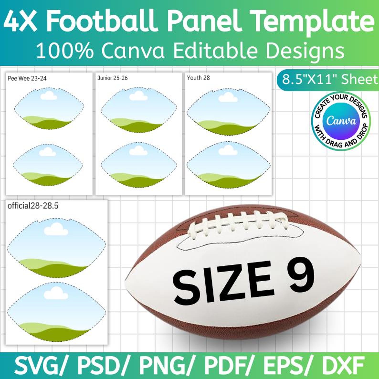 Football Panel Template, Canva Editable Football Template, Football ...