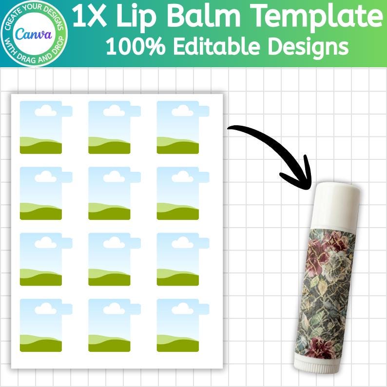 Lip Balm Label Editable Canva Template, Chapstick Label Frame, Custom ...