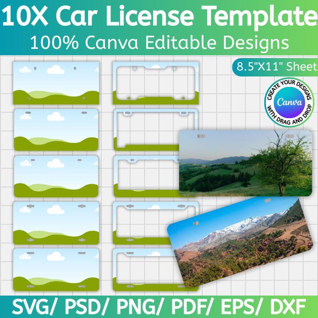 Car License Plate Canva Template, Editable Car License Designs, SVG and ...