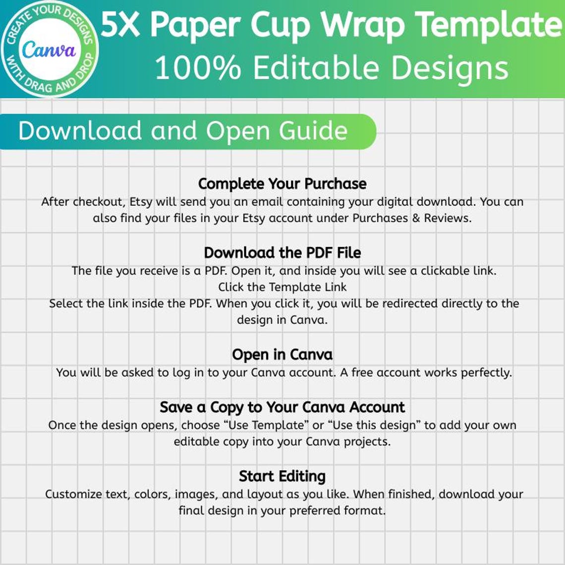 Paper Cup Wrap Canva Template, Editable Frame Template, 4oz, 8oz, 9oz ...