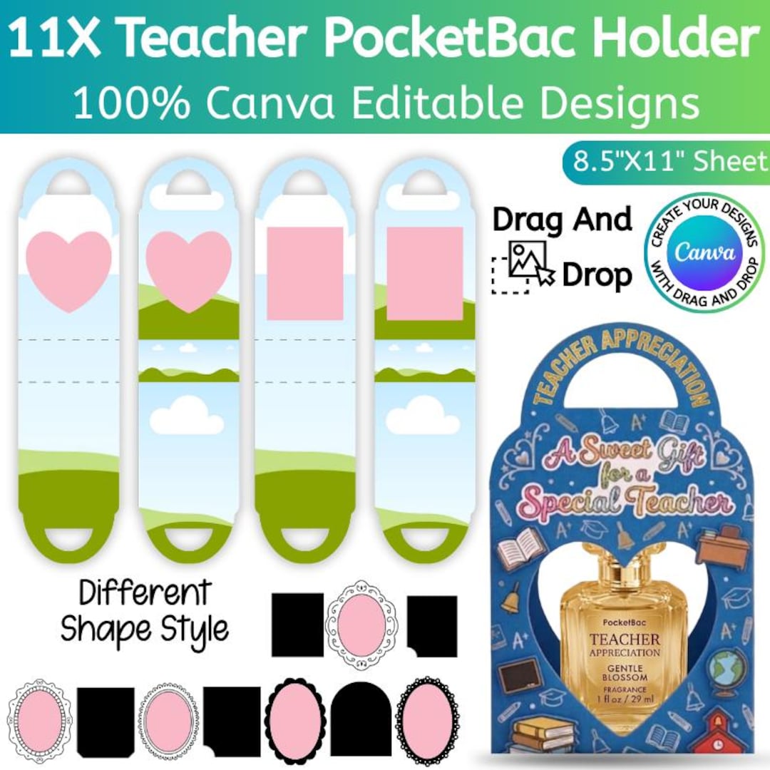 Teacher Pocketbac Holder Template, Canva Editable Hand Holder, Teacher ...