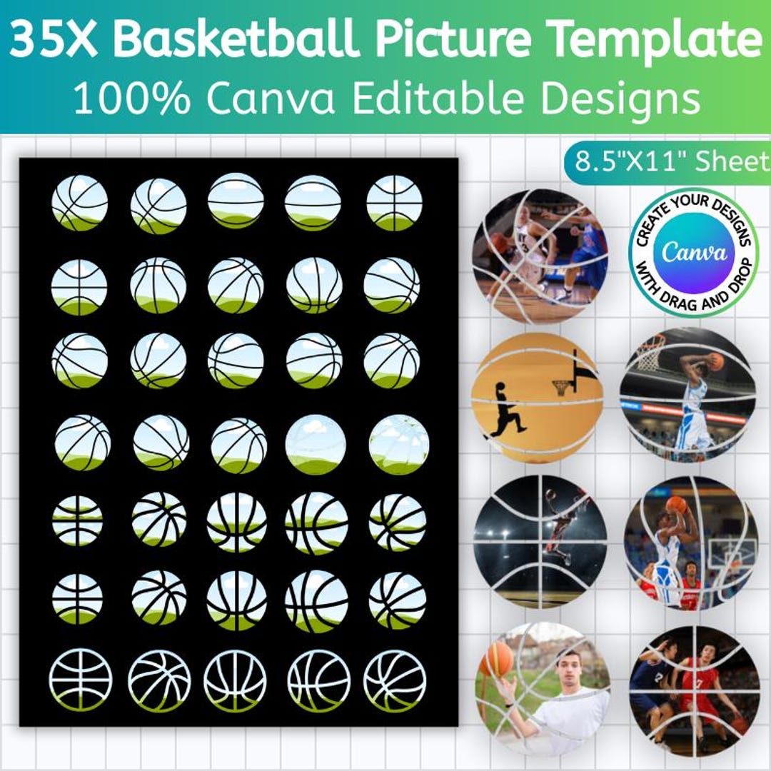 Basketball Picture Frame Template, Editable Canva Sports Photo Frame ...