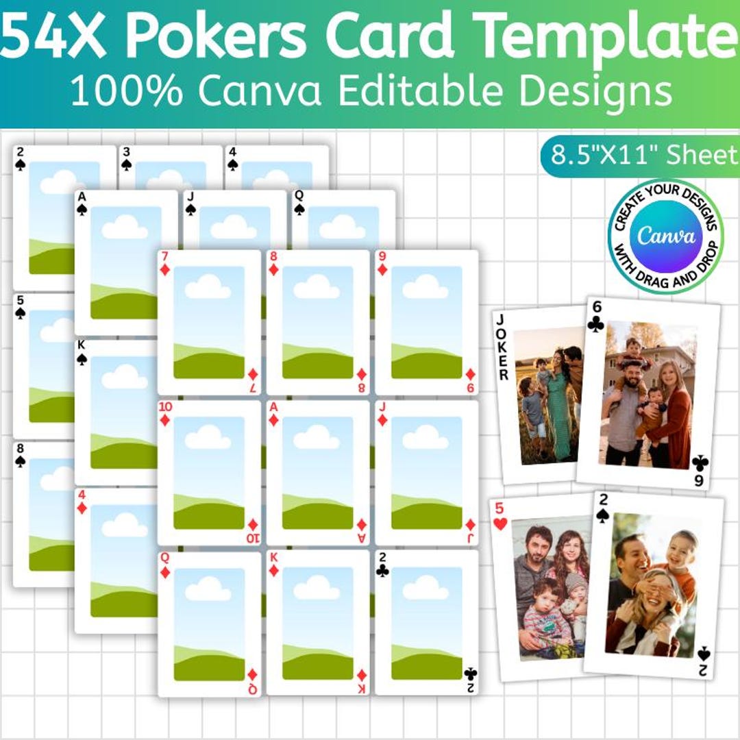 Pokers Card Canva Template, Custom Playing Card, Wedding Poker Card ...