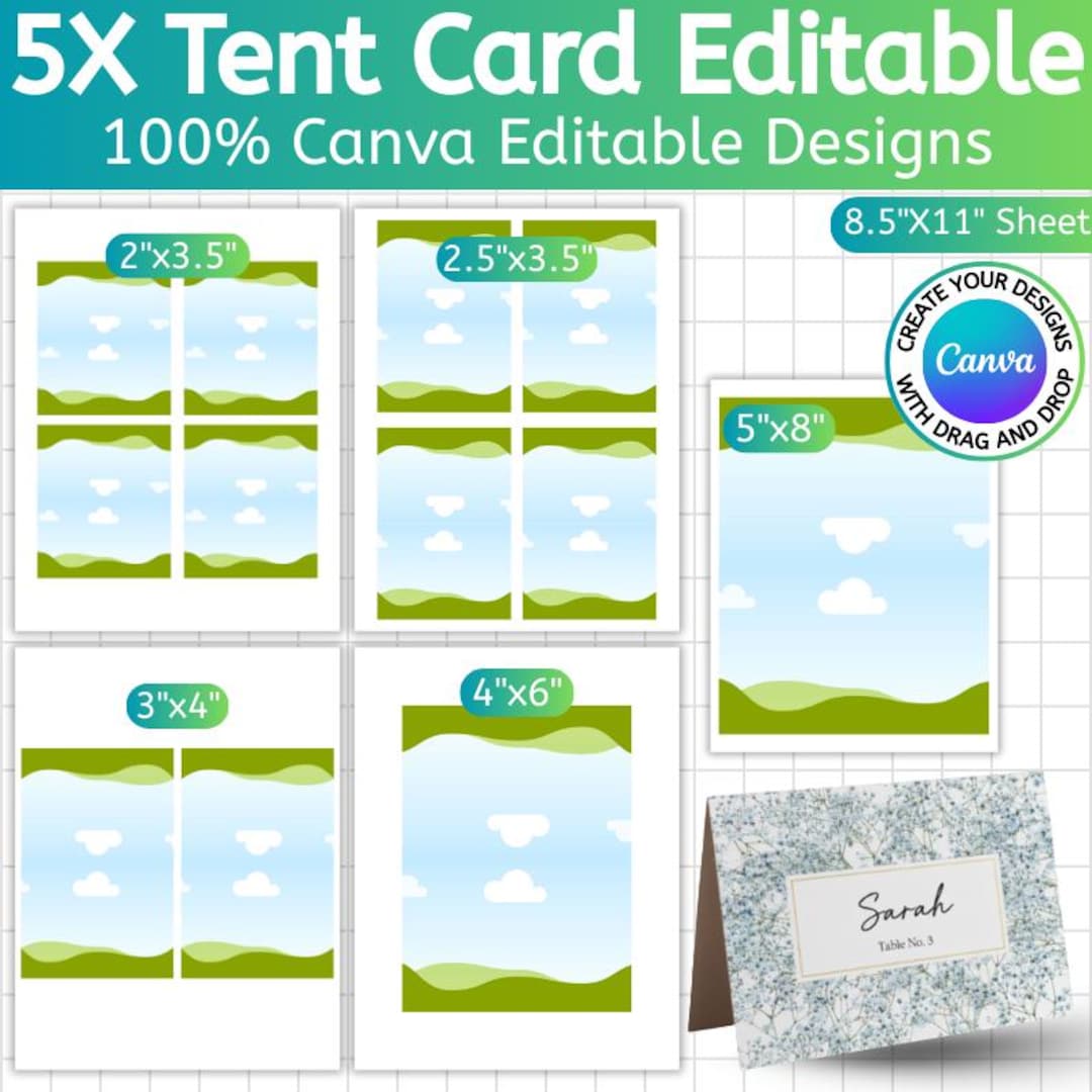Tent Card Template, Canva Editable Table Tent Card, Wedding & Party ...
