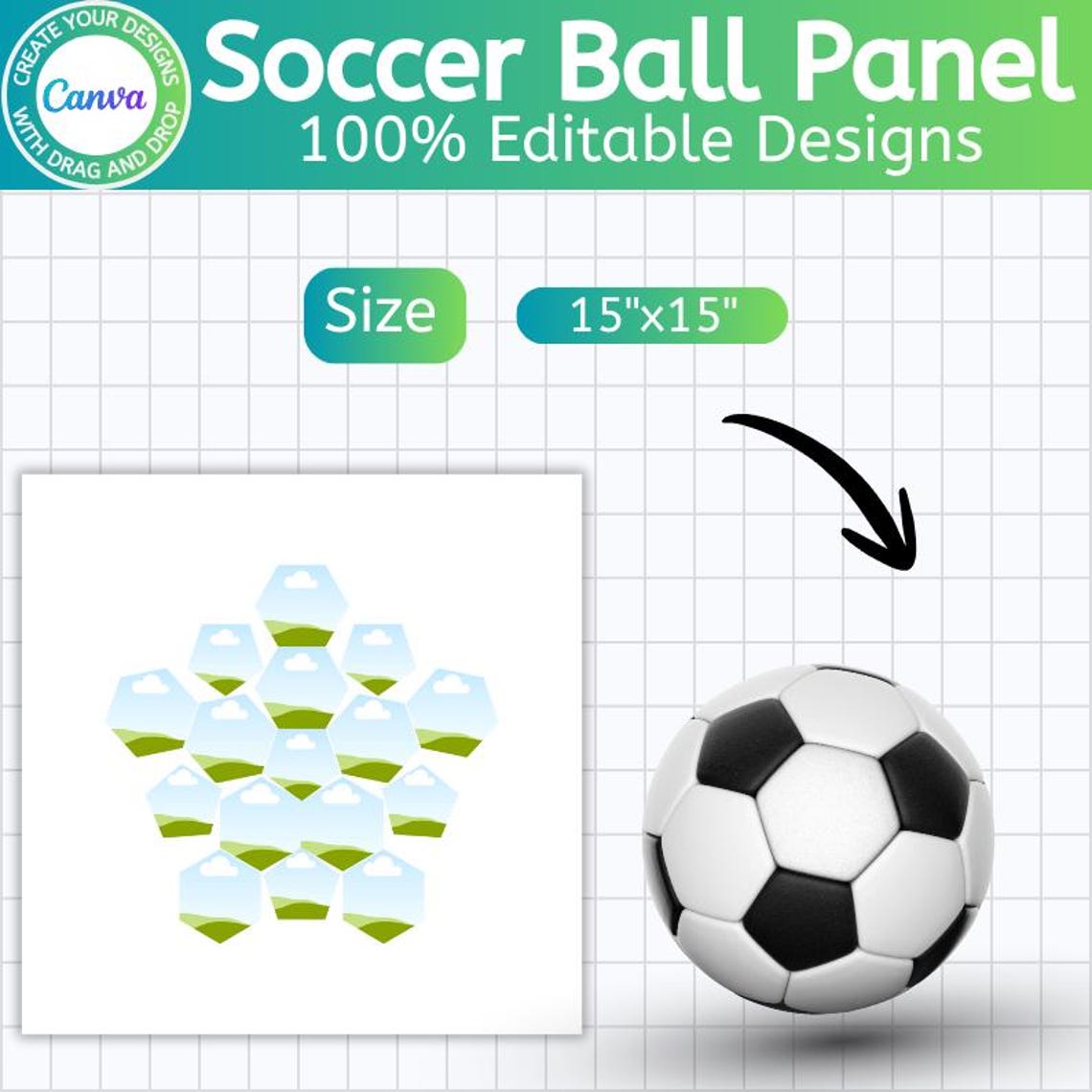 Soccer Ball Panel Template, Canva Editable Soccer Ball Panel, Custom ...