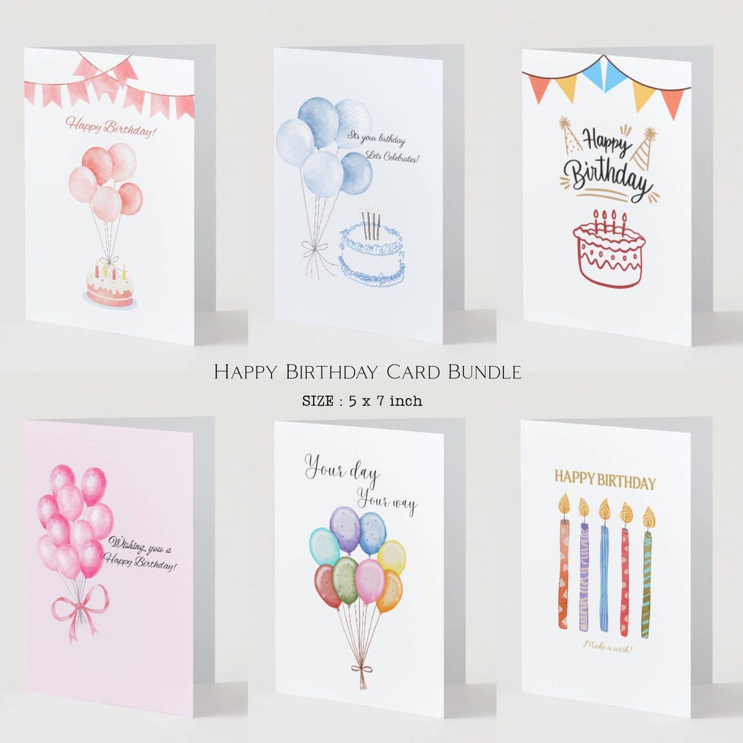 Birthday Card Printable Bundle - Etsy