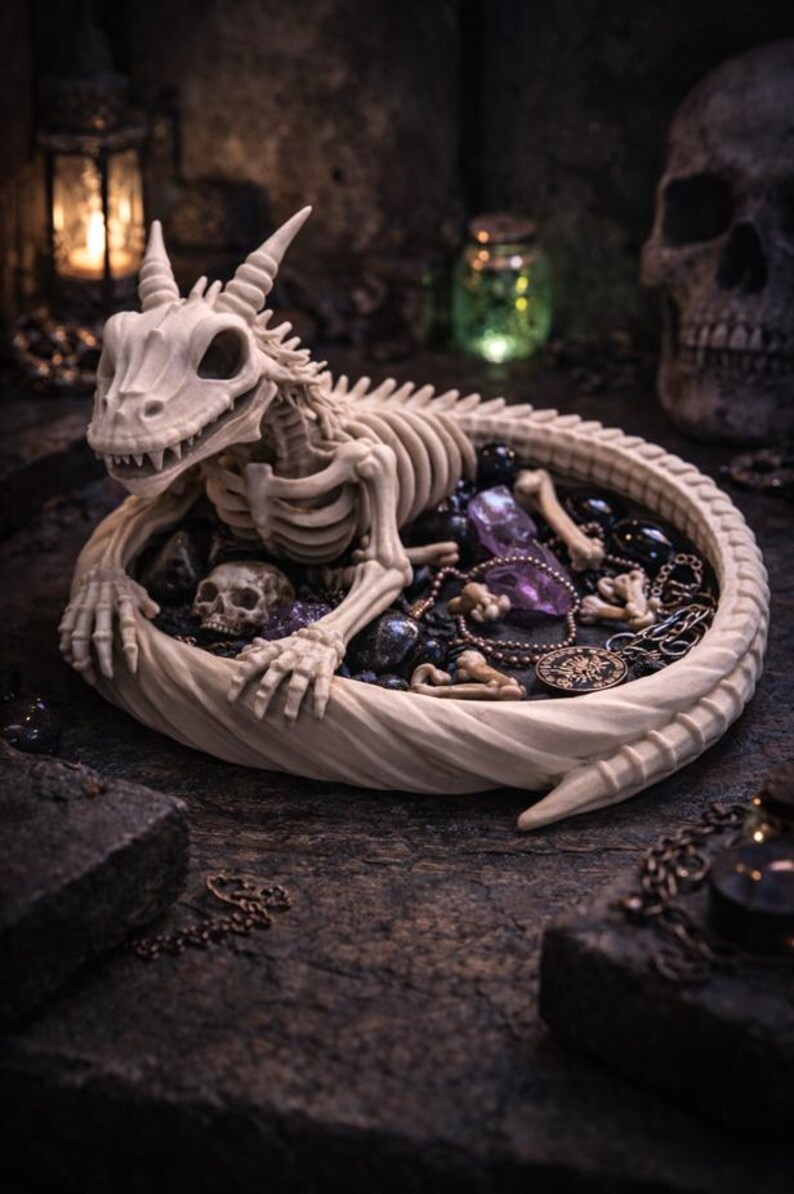 Dragon Skeleton Dice Tray STL, Gothic Fantasy Decor (digital Download ...