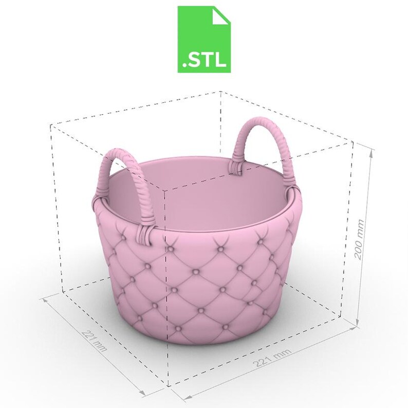 Quilted Basket STL, Coquette Nursery Decor, 3D Print Storage Bin ...