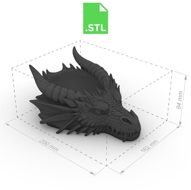 Dragon Head Tray STL File, Fantasy Dragon Bowl, Dice Tray for Dnd ...