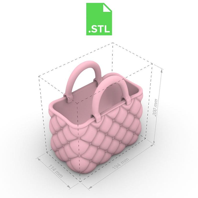 Quilted Bag Organizer STL File, 3D Print Girly Home Decor (digital ...