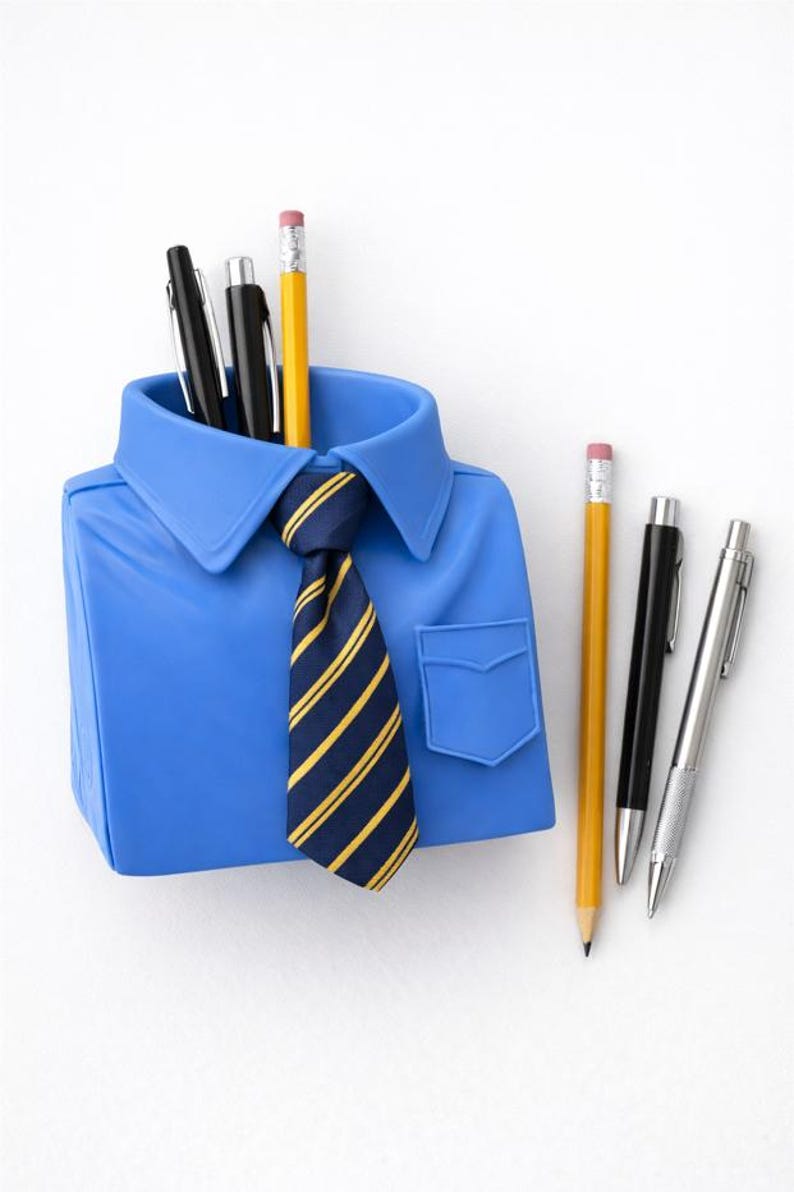 Suit & Tie Pen Holder STL and 3MF File, Father's Day Desk Organizer ...