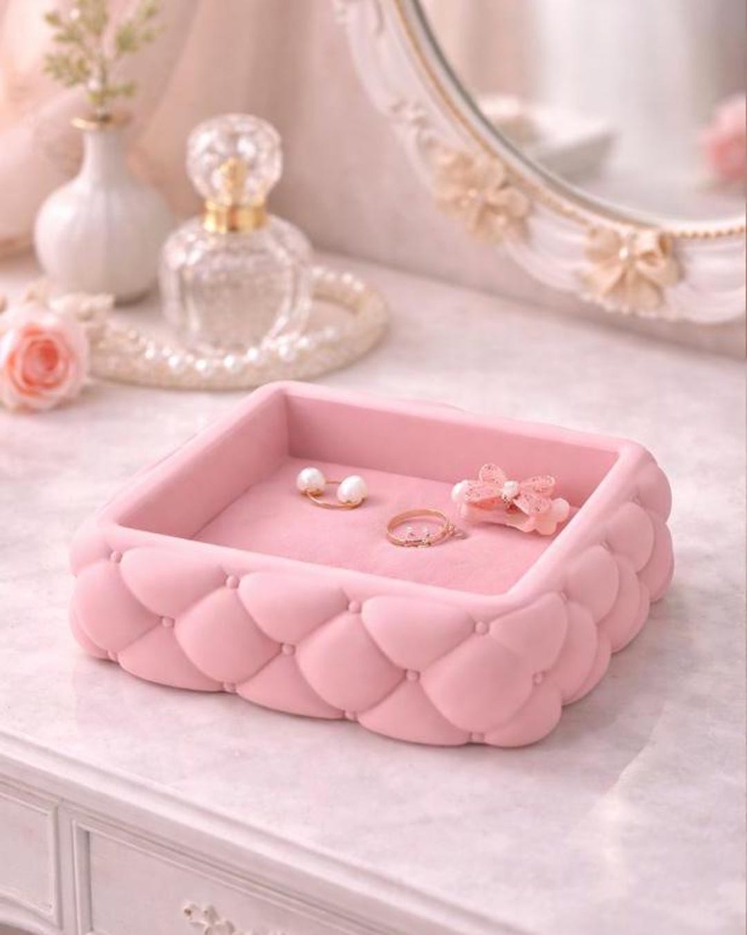 3D Printed Quilted Organizer STL, Cushion Style Jewelry & Vanity Tray ...