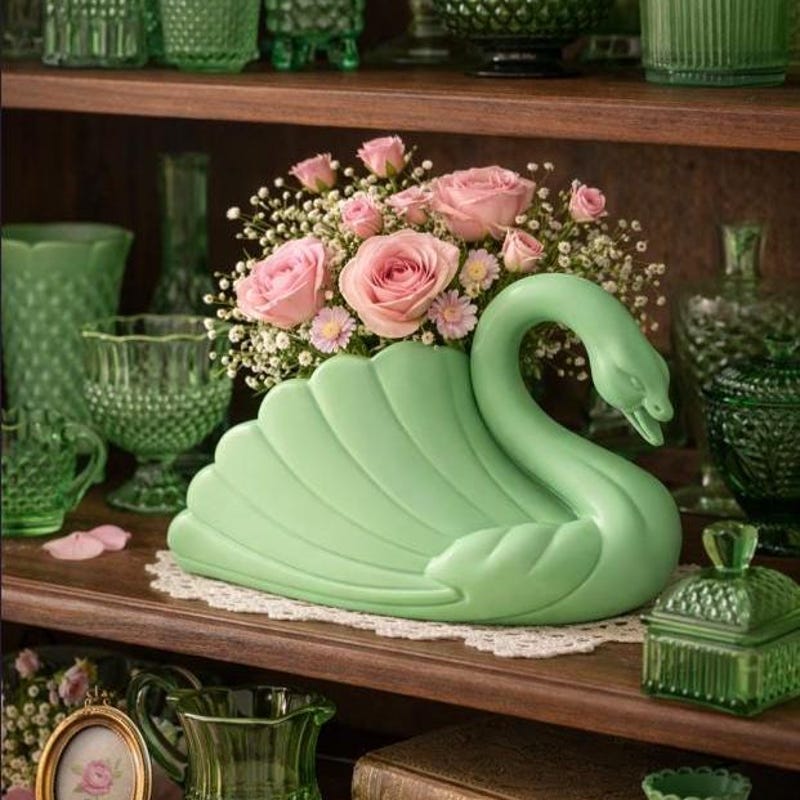 Vintage Glass Vases Swans - Etsy