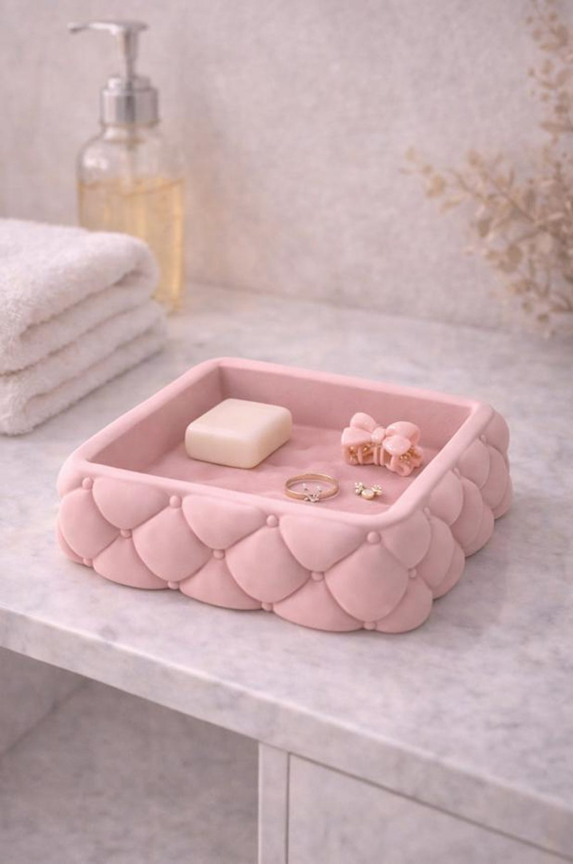 3D Printed Quilted Organizer STL, Cushion Style Jewelry & Vanity Tray ...