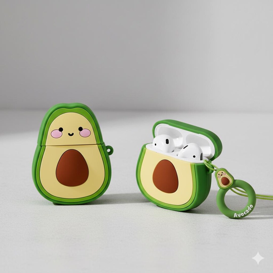Avocado Airpods Case Cute Kawaii Earbuds Cover Silicone Protective Case ...