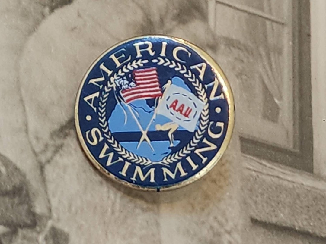American Swimming A.A.U. League Lapel Pin, Swimming Federation United ...