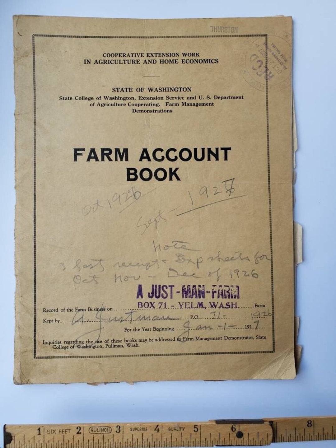 Farm Account Ledger, 1926- 1927, Washington Agricultural History, 1920s ...