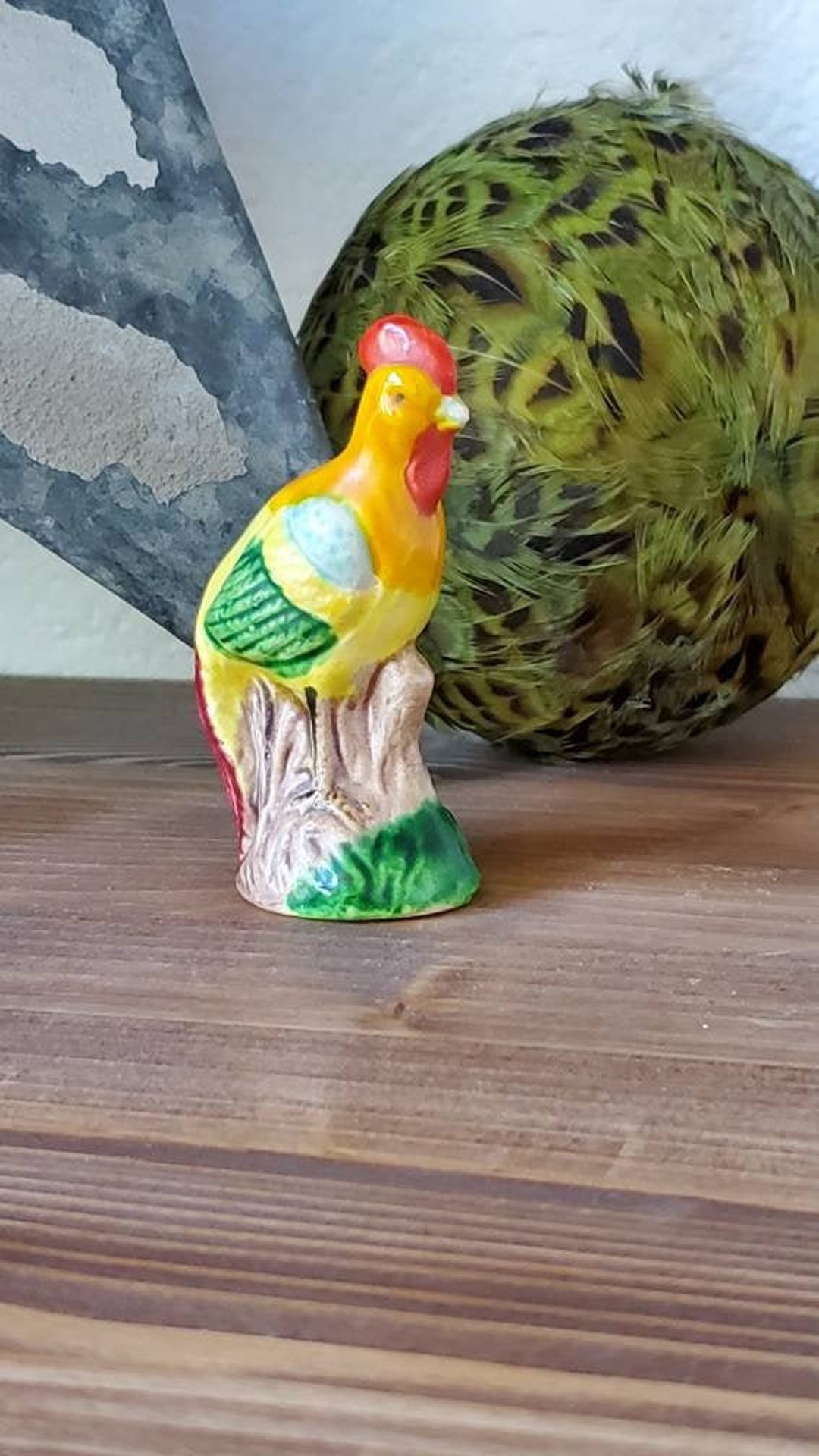 Tropical Rooster Figurine, Chicken Red Comb Red Wattle, JAPAN, Mid ...