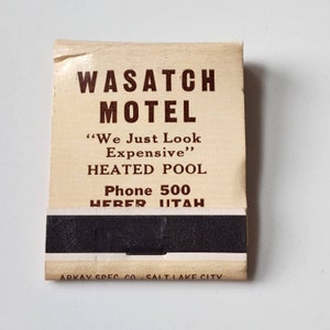 Vintage Matches, Wasatch Motel Utah, Motel Advertising Matchbook, Salt ...
