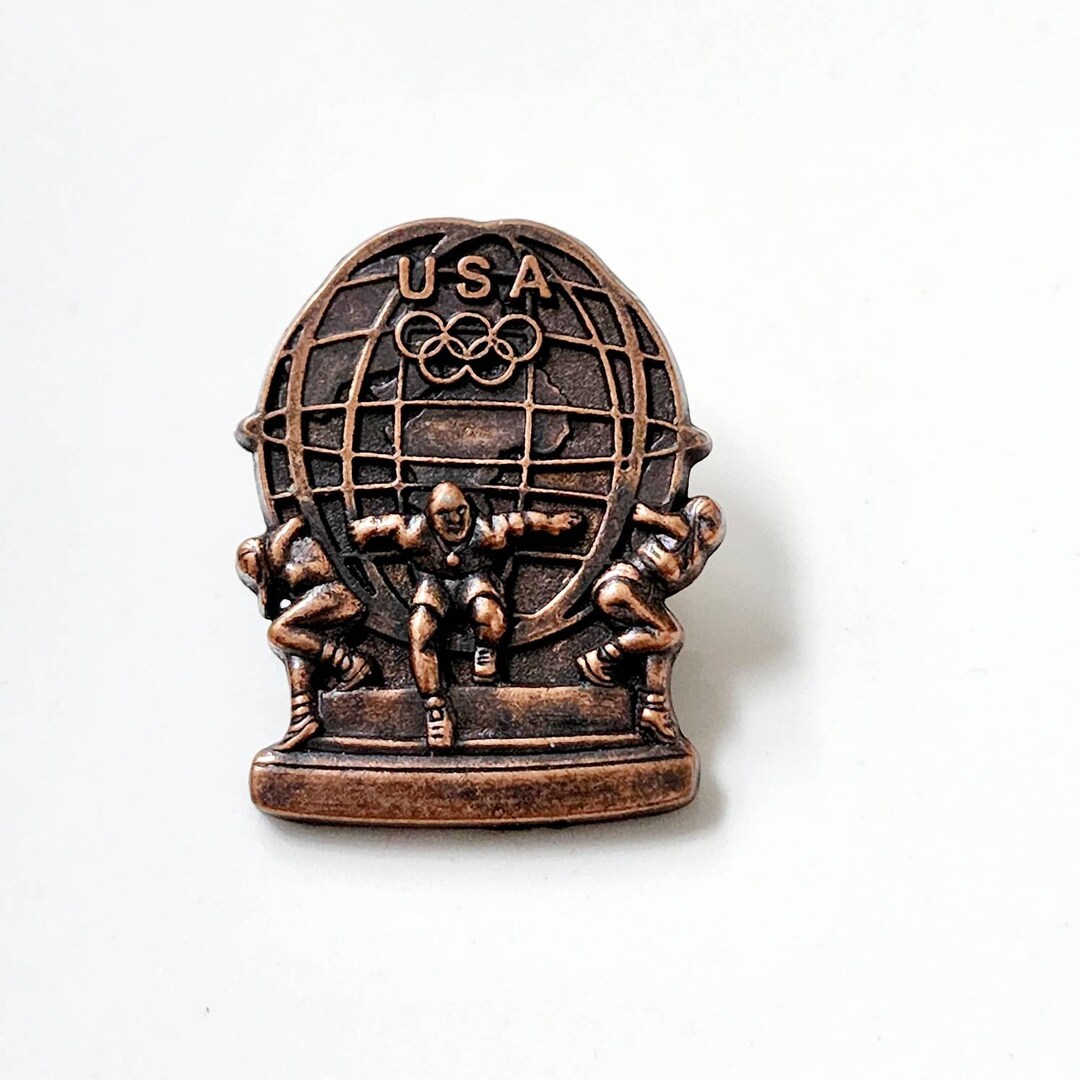USA Olympics Lapel Pin, Atlas, Men World on Back, Olympics Bronze Lapel ...