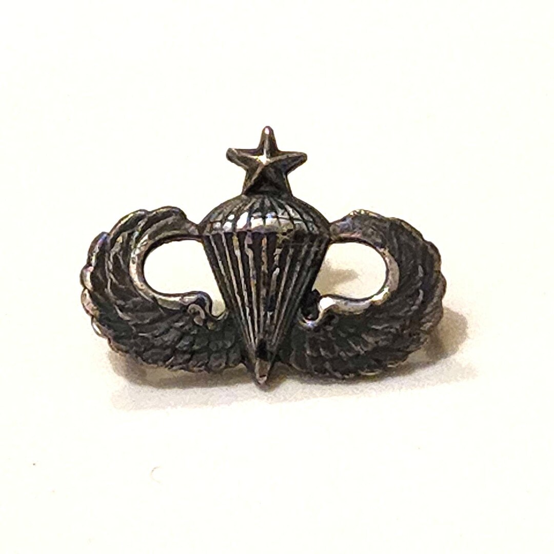Vintage USA Army Parachute Jump Wings Lapel Pin, 1/20 Silver Filled ...