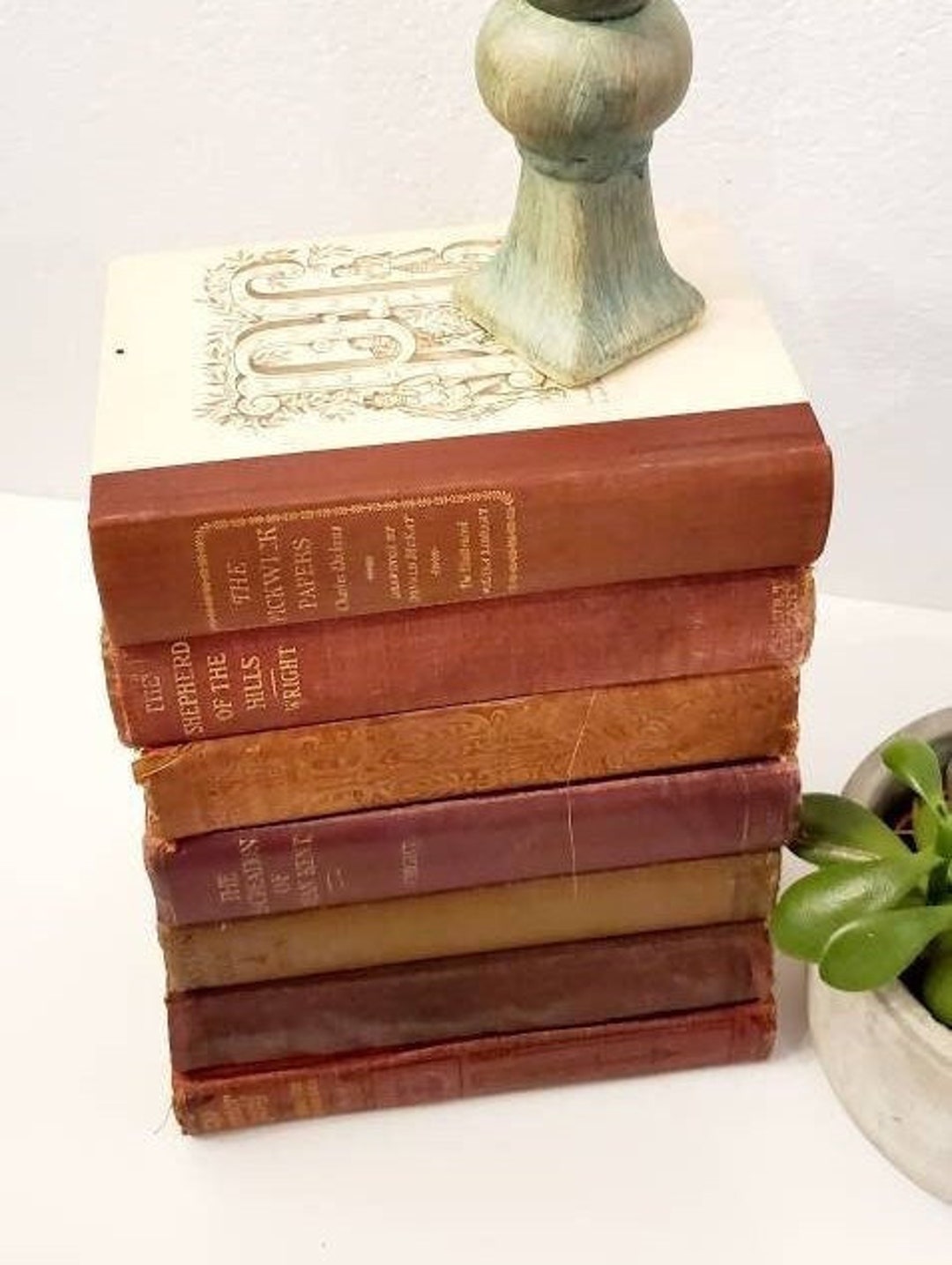 Instant Book Collection, Set of 7 Antique Distressed Cloth Covered ...