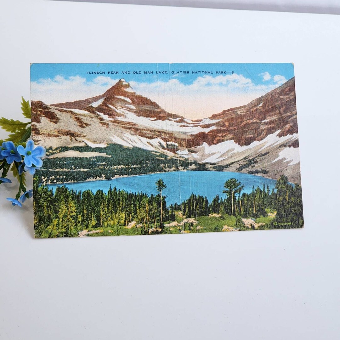 Flinsch Peak and Old Man Lake Postcard, Glacier National Park Postcard ...