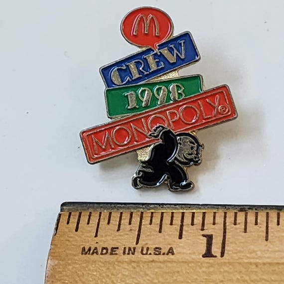 Vintage 1998 Monopoly & McDonald's Crew Pin, Fast Foo… - Gem
