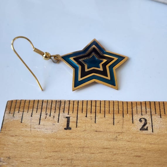 Vintage Retro 1970s Star Shaped Metal Earrings, Blue … - Gem