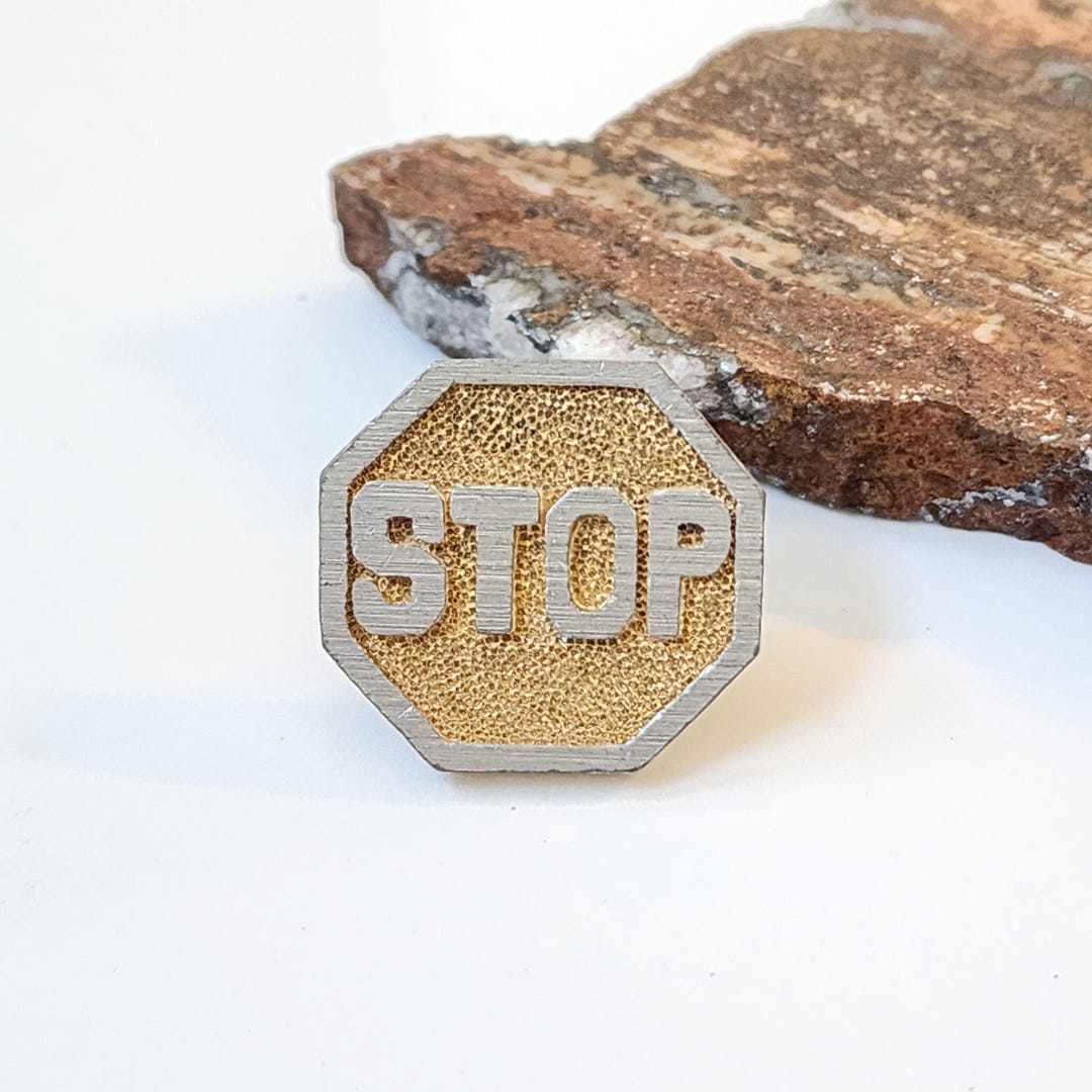 Vintage "stop" Sign Lapel Pin: Engraved Metal Funny Gift - Etsy
