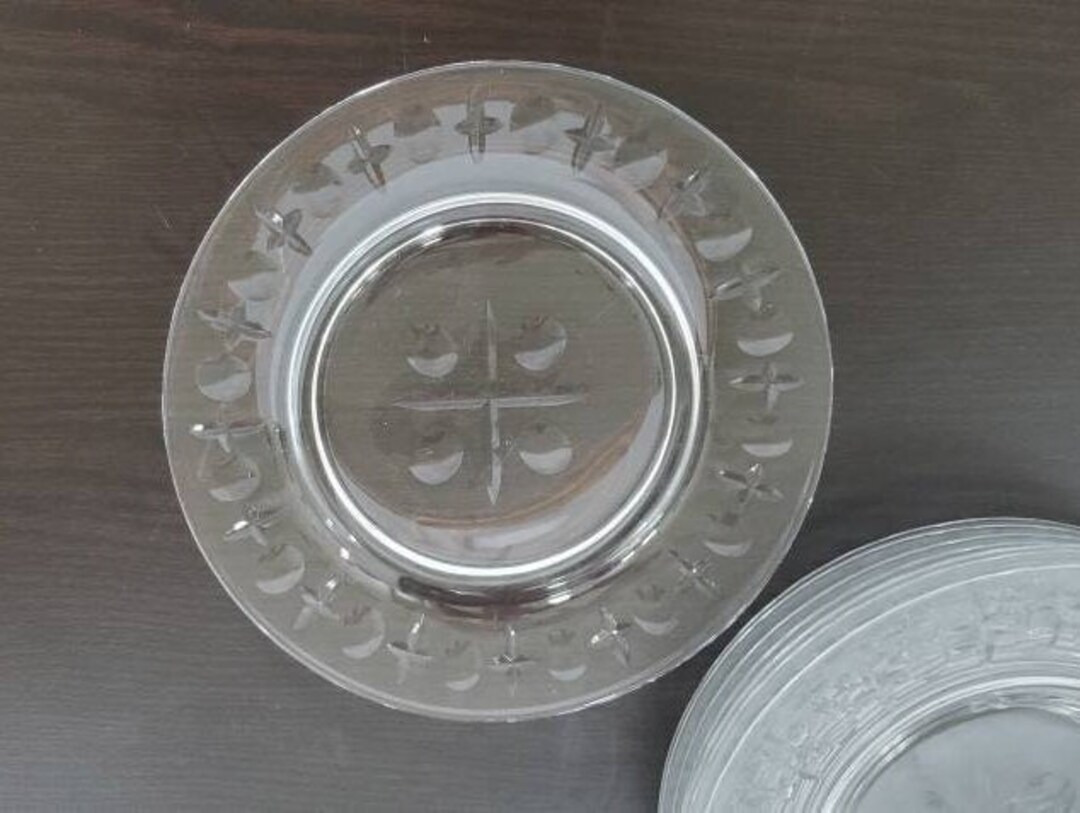 Clear Cut Glass Thumb Print Salad Plates 8, Beautiful Cut Glass 8 ...