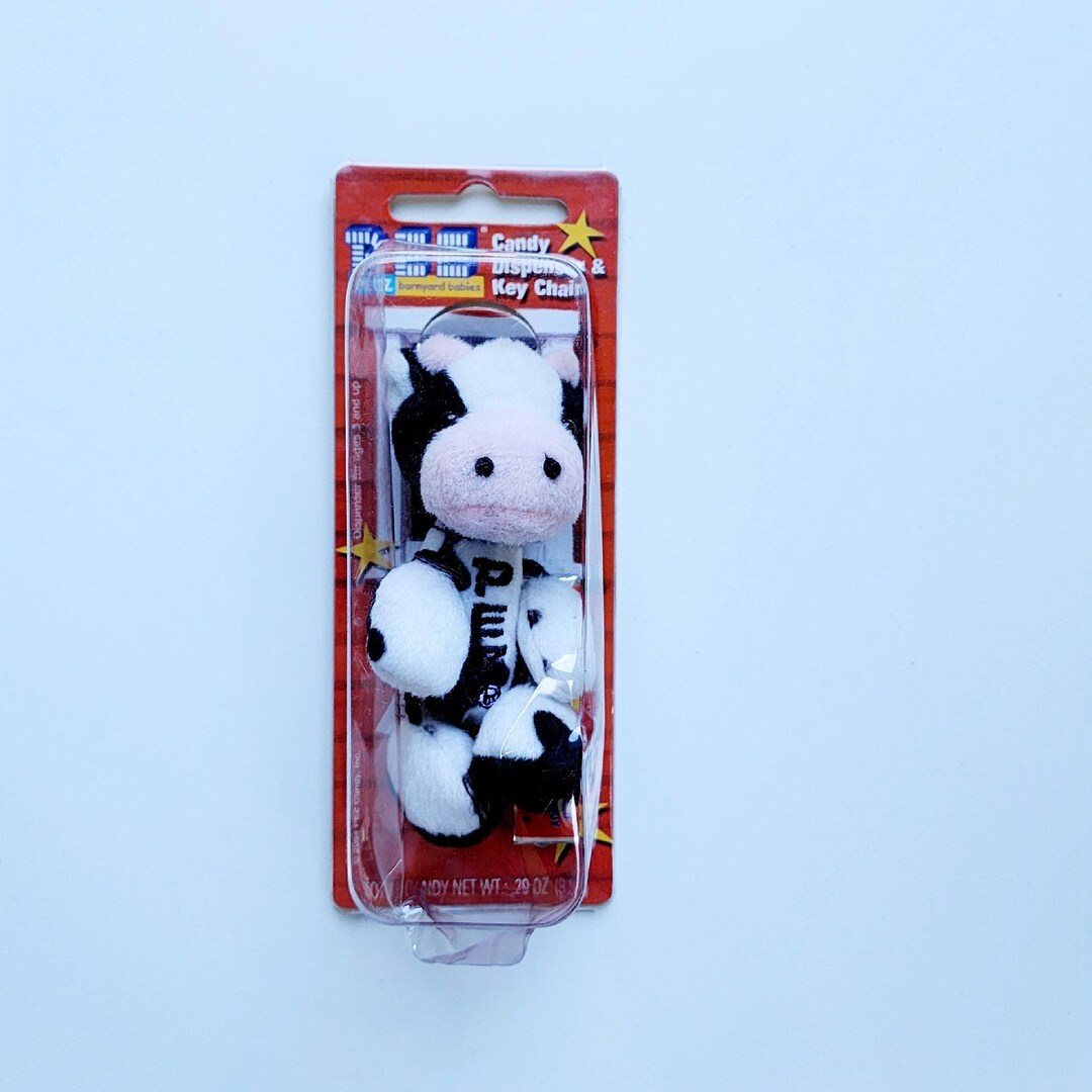 PEZ Fuzzy Cow Keychain: Black & White Farm Animal - Etsy