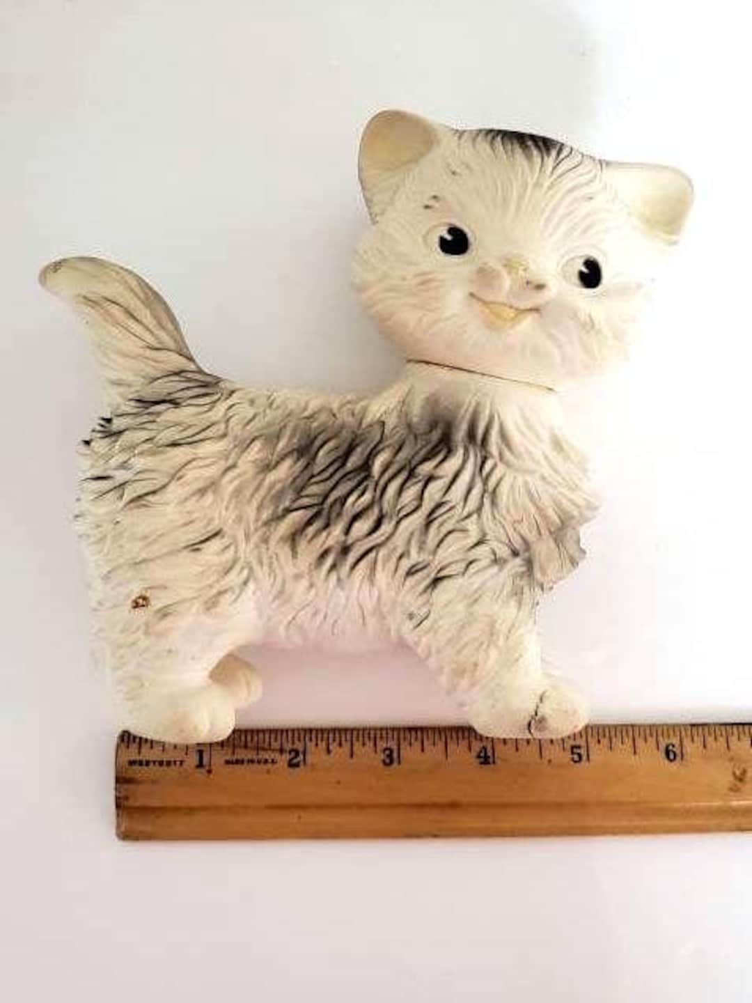 Kitschy Plastic Toy Squeaker Kitten, Mobley Cat Rubber Toy Kitty Cat ...