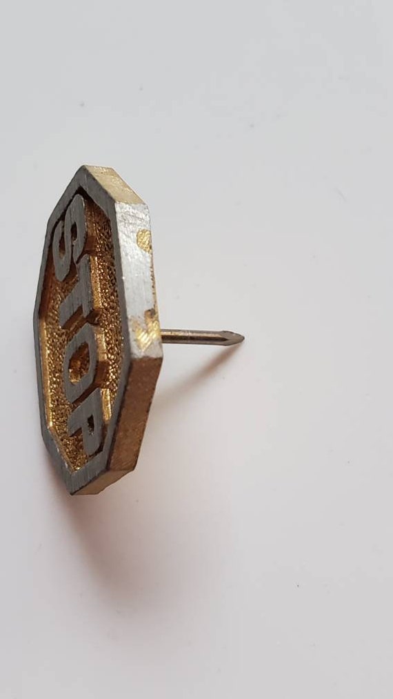 Vintage Tiny "STOP" Sign Lapel Pin, Co Worker Funny G… - Gem