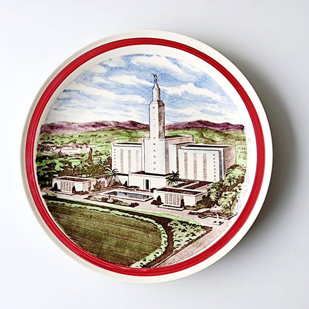 Vintage Vernon Kilns LDS Temple Plate: 1950s Ground Breaking, Hand ...