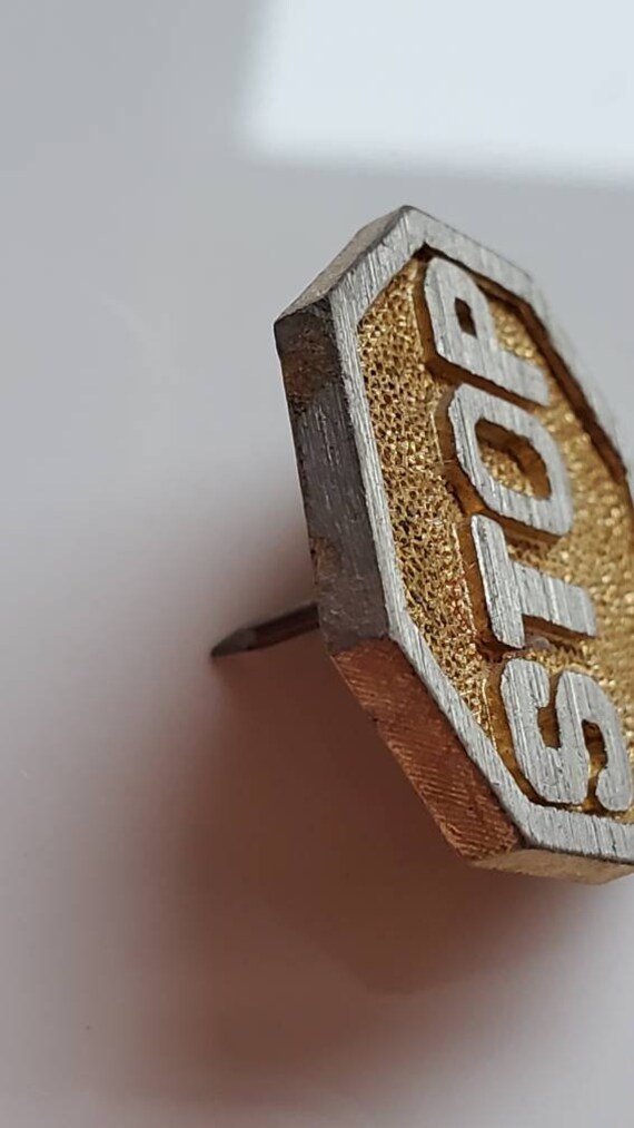 Vintage Tiny "STOP" Sign Lapel Pin, Co Worker Funny G… - Gem