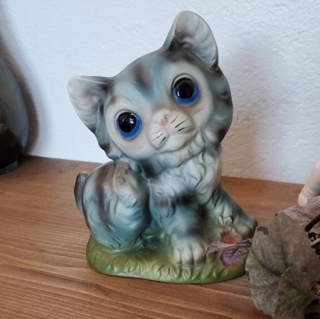Blue Eye Kitty Figurine, Kitty Cat Lover Gift Idea, Cat Figurine, 1950s ...