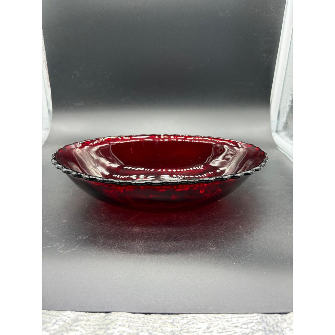 Vintage Anchor Hocking Ruby Red Oval Scalloped Bowl - Etsy