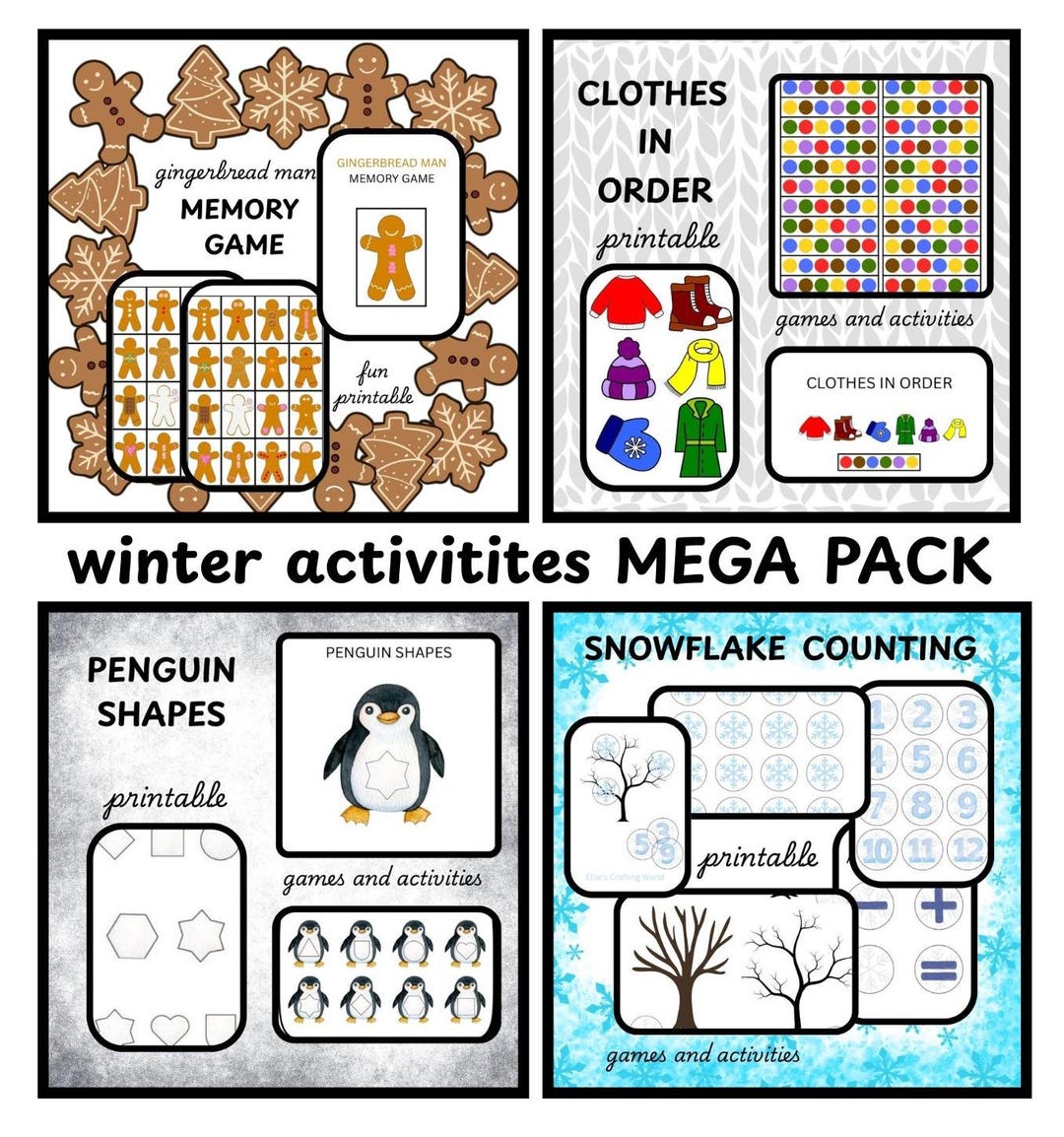 PRINTABLE Winter Activities MEGA PACK, Fun Games and Activities, Memory ...