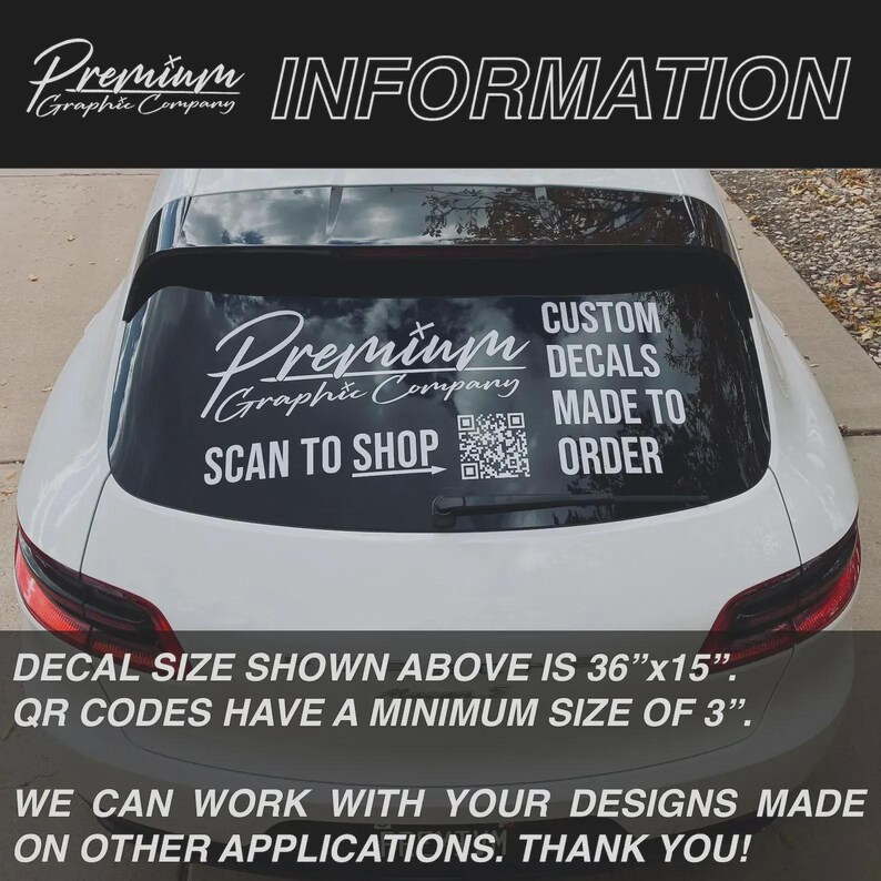 Custom Back Window Decals, Your Logo, Text, QR Code Sticker - Etsy