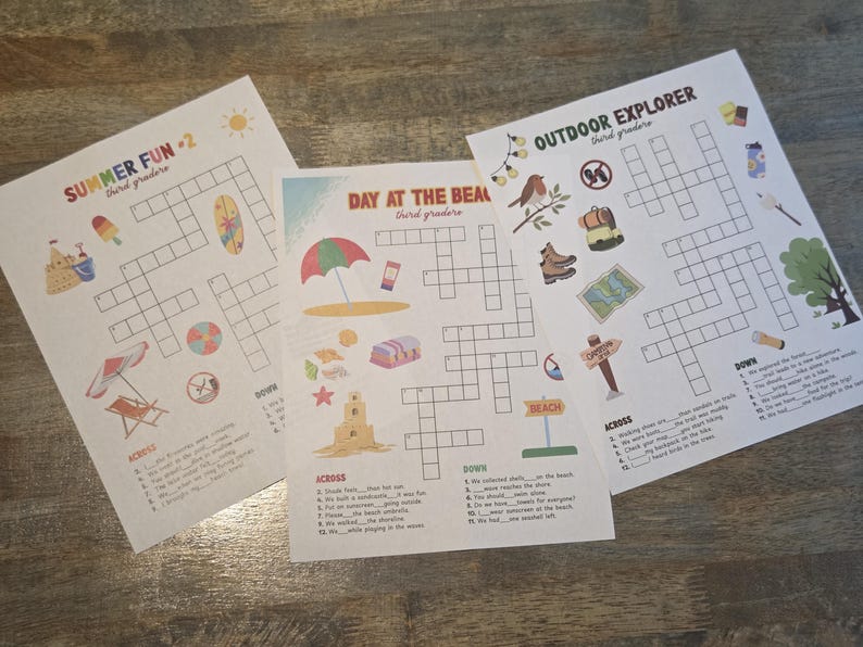 Summer Kids Activities Printable, Summer Fun Crossword Puzzle With 3rd ...
