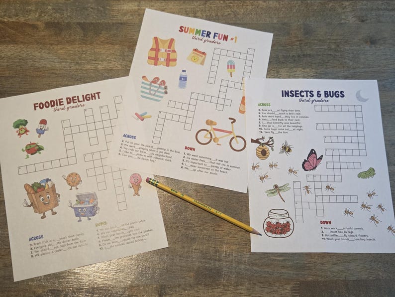 Summer Kids Activities Printable, Summer Fun Crossword Puzzle With 3rd ...