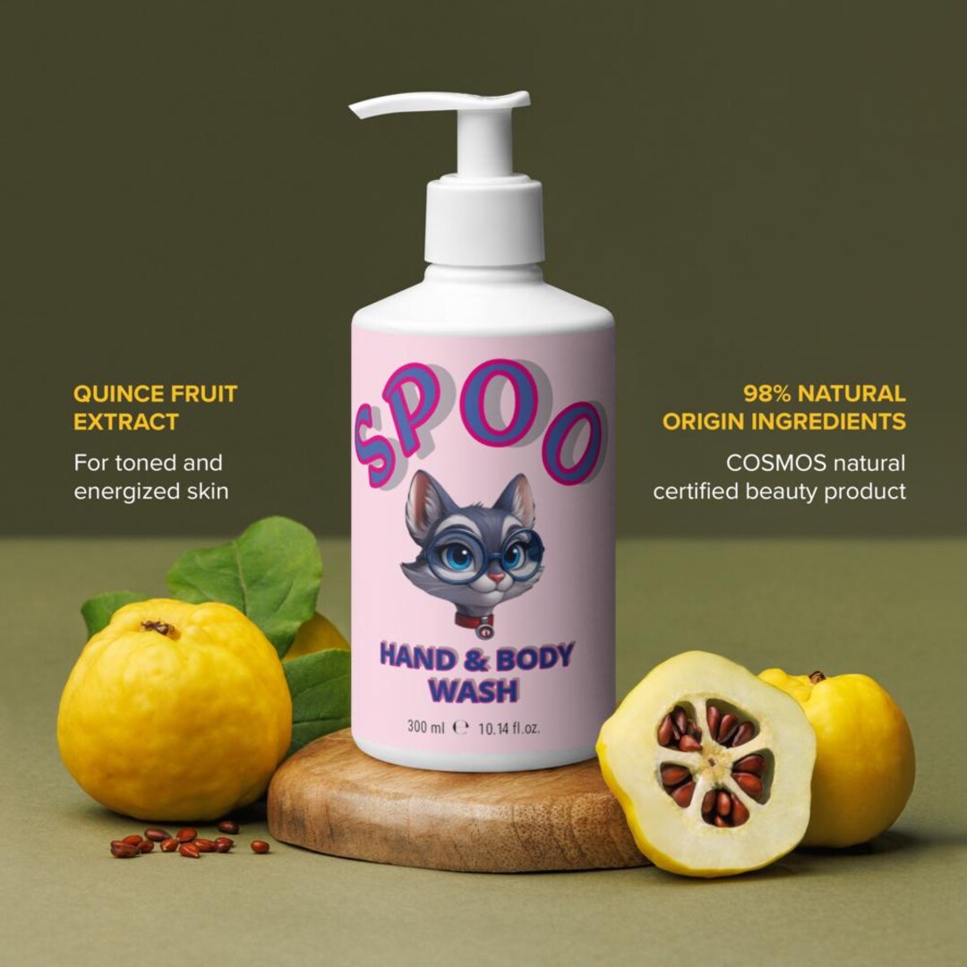 Spoo the Cat Floral Hand & Body Wash – Cute Retro Pink Soap Bottle ...