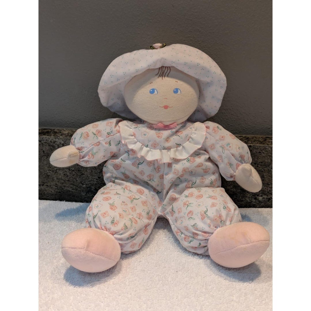 Baby Gund Dolly Plush Stuffed Security Pink Blue Eye Rose Bud Rattle ...