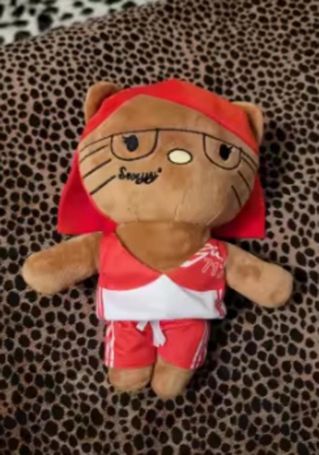 Hello Kitty Ken Carson Rapper Outfit Cat Plush – Red Streetwear Style ...