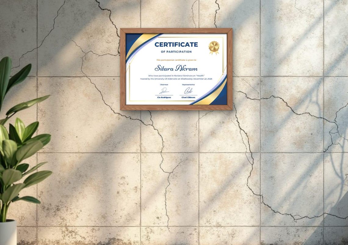 Premium Professional Digital Certificate Template Editable Gold Navy ...